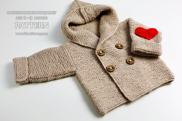 New Pattern – Knitted Hooded Baby Jacket (Age 0-3 Months) – Zoom Yummy ...